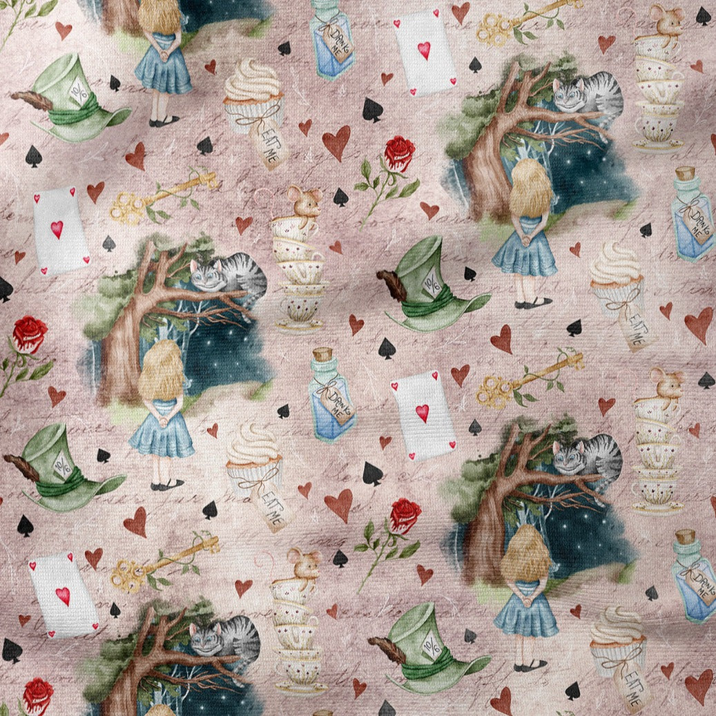 Jersey Fabric - Alice in Wonderland in Rose | Jelly Fabrics – Jelly ...