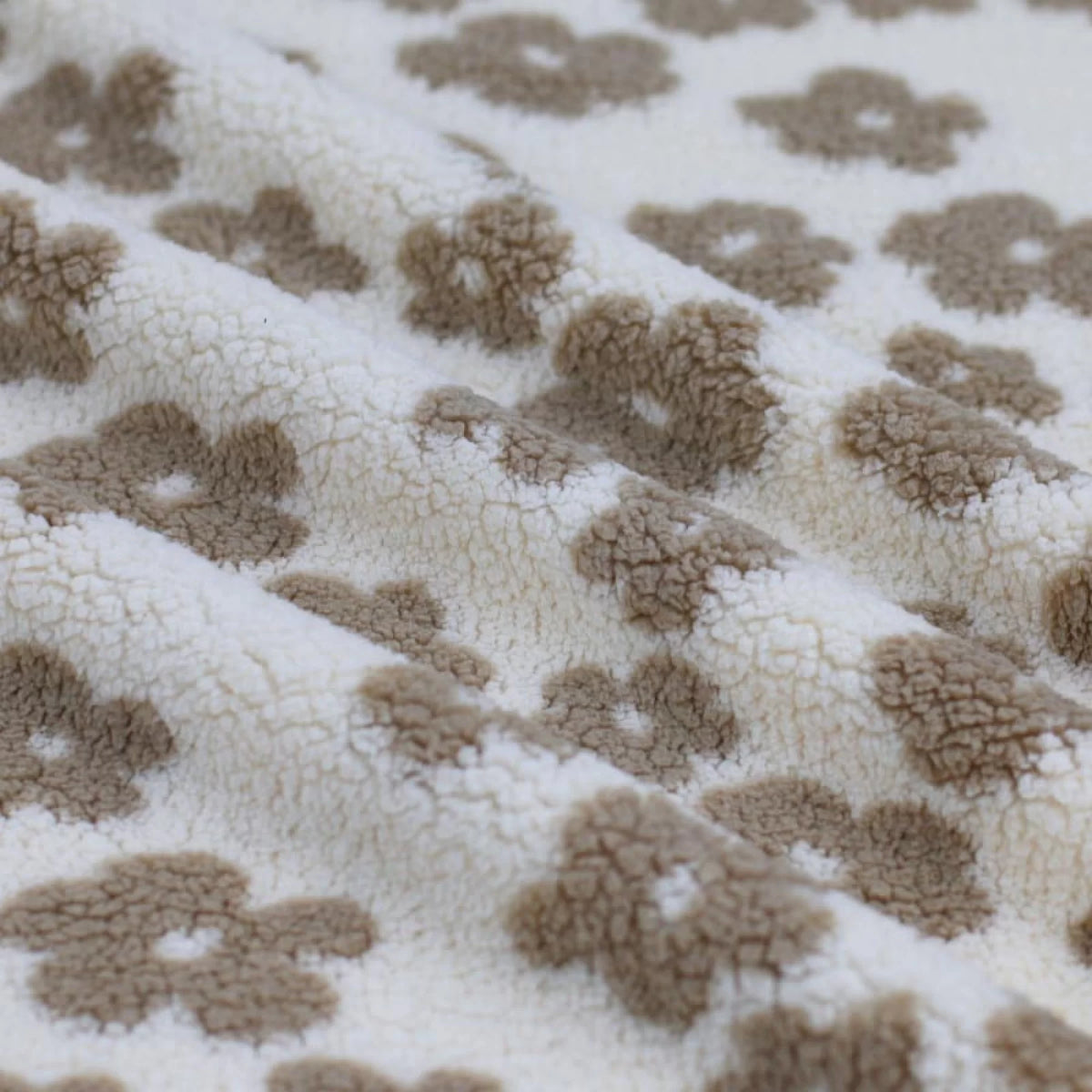 Curly Teddy Fabric - Flowers in Off White | Jelly Fabrics – Jelly ...
