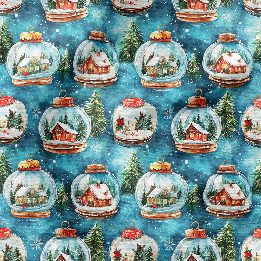 Jersey Fabric - Christmas Snow Globes in Light Blue | Jelly Fabrics ...