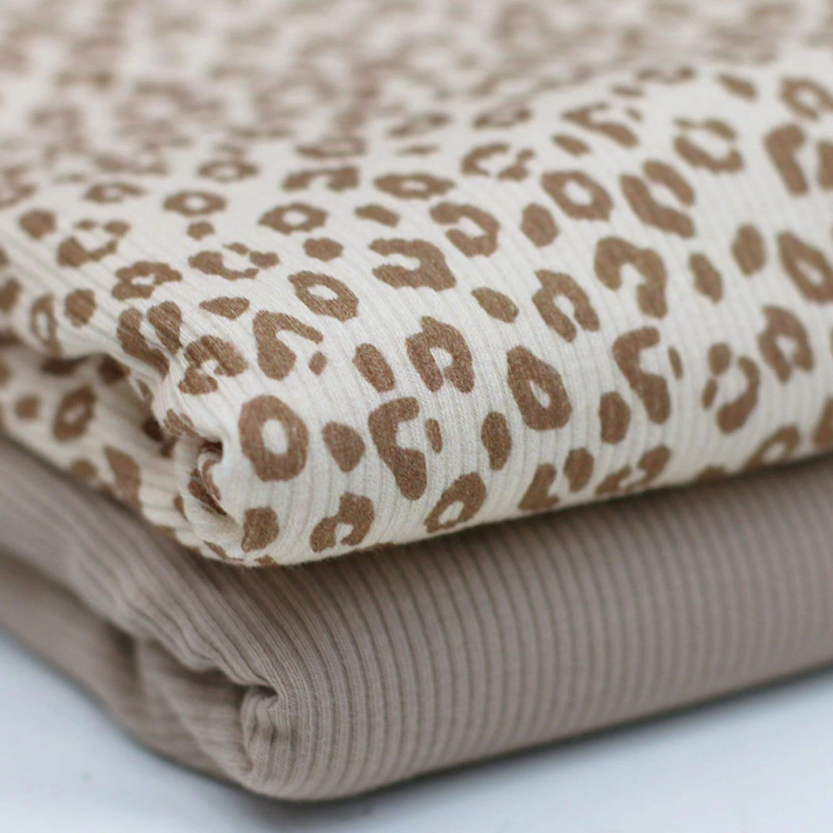 Ribbed Knit Jersey Fabric - Leopard Spots in Beige | Jelly Fabrics ...