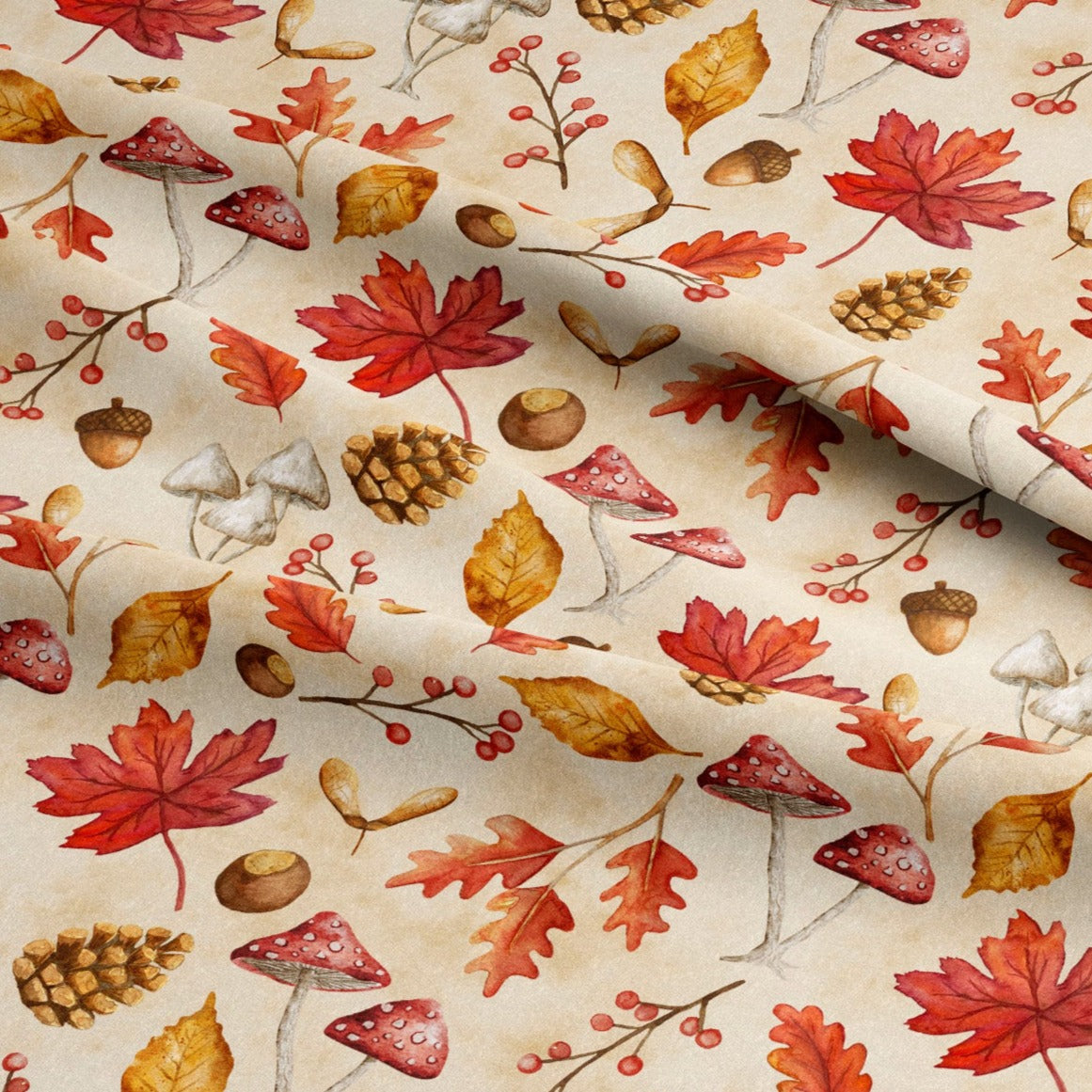 Jersey Fabric - Autumn Leaves in Beige | Jelly Fabrics – Jelly Fabrics Ltd