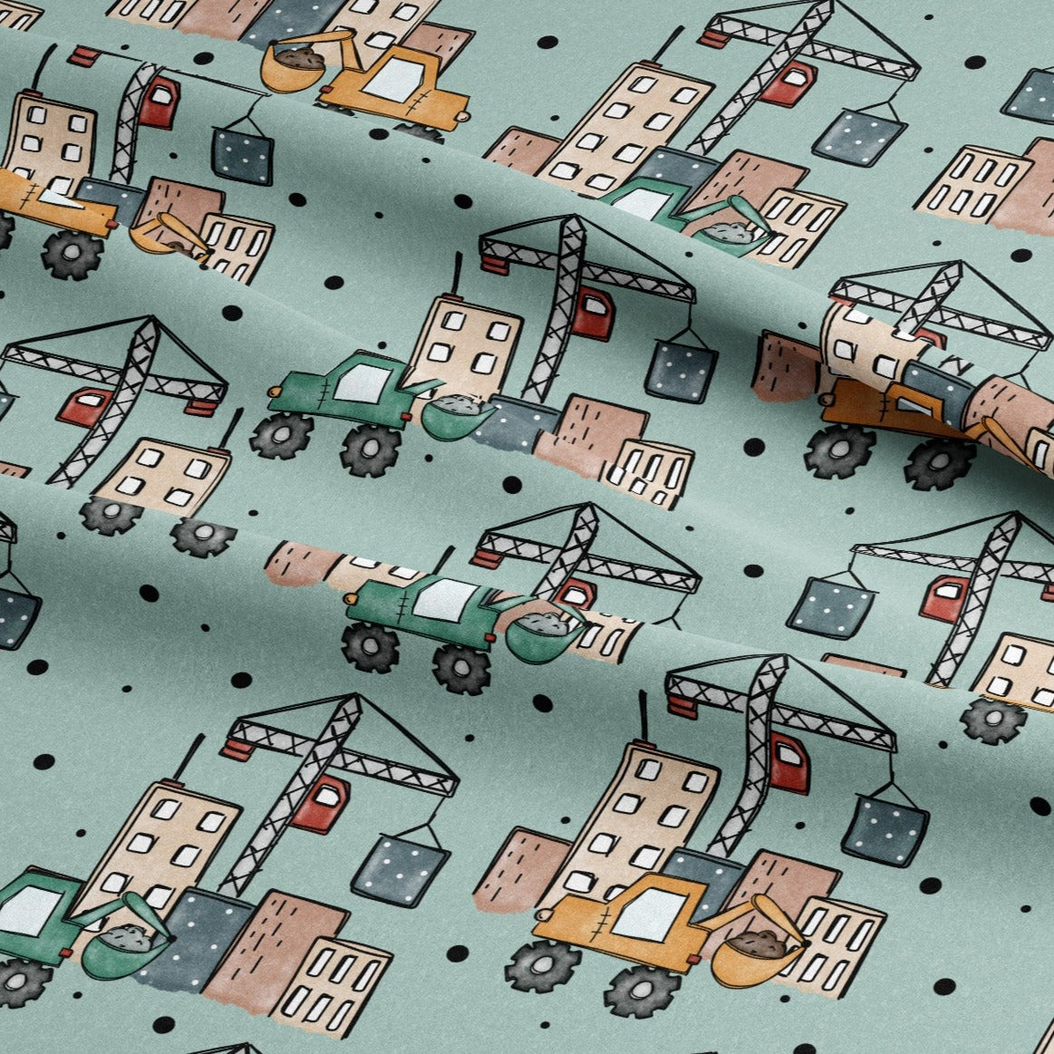 Print on Demand - Construction in Duck Egg | Jelly Fabrics – Jelly ...