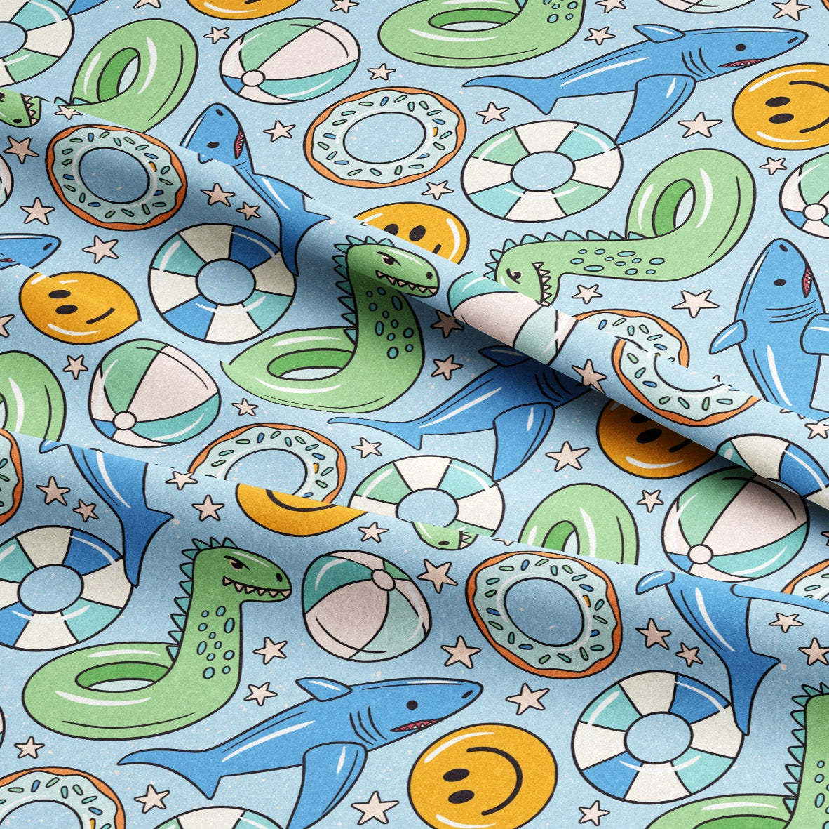 Jersey Fabric - Floaties Blue | Jelly Fabrics – Jelly Fabrics Ltd