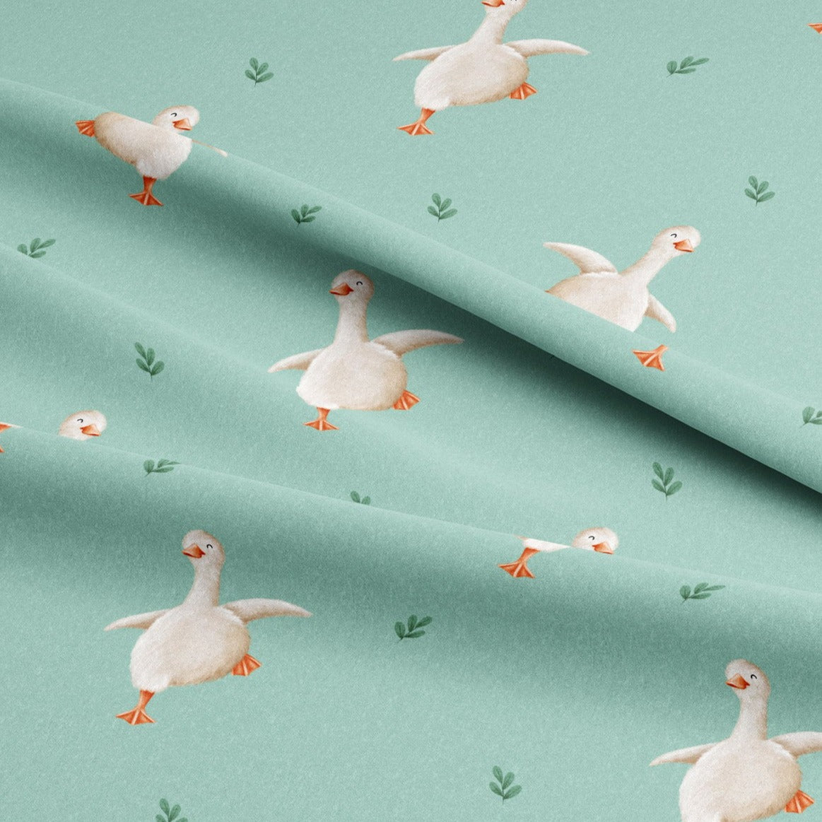 Cotton Jersey Fabric - Goose in Mint | Jelly Fabrics – Jelly Fabrics Ltd