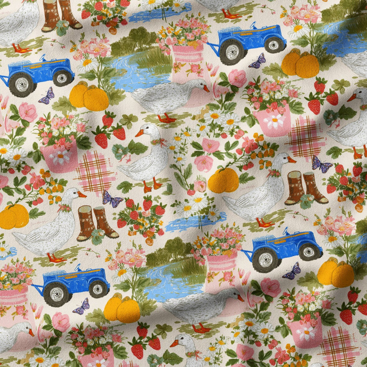Single Jersey Fabric - Retro Farm | Jelly Fabrics – Jelly Fabrics Ltd