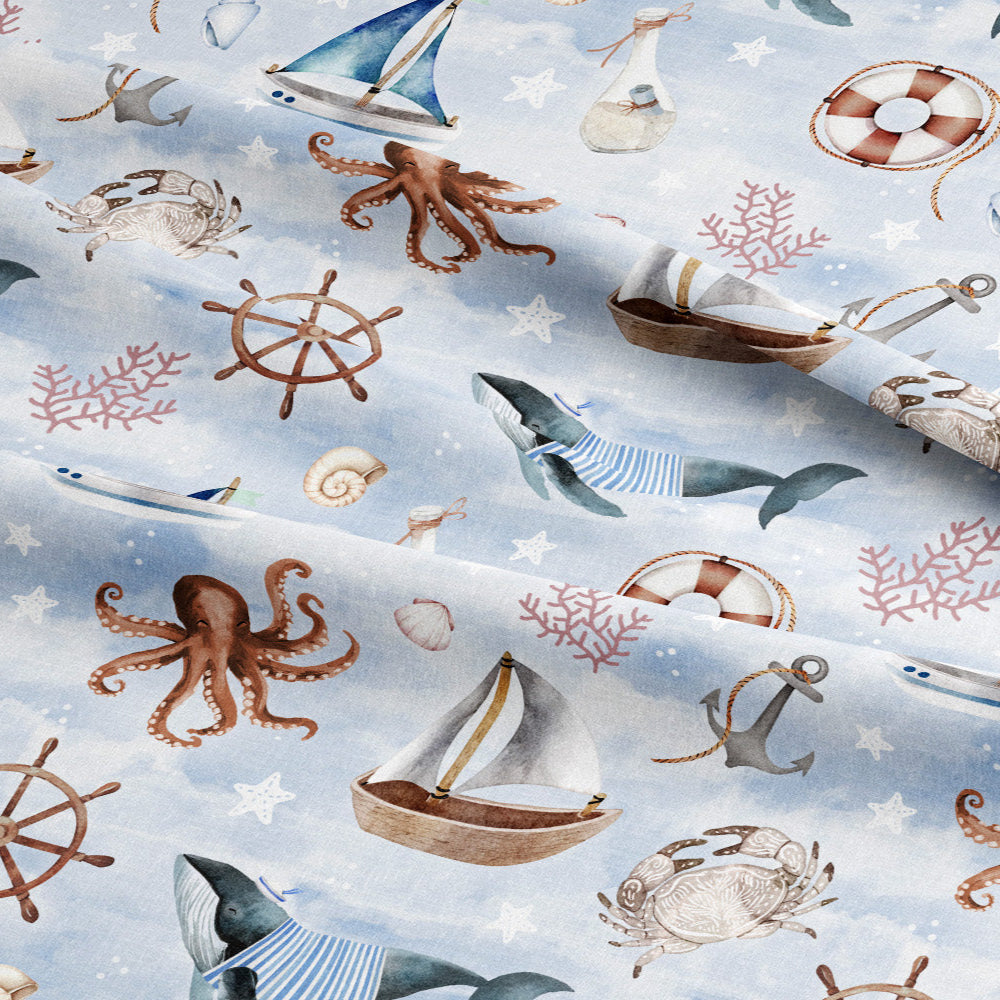 Cotton Jersey Fabric - Vintage Seas in Baltic | Jelly Fabrics – Jelly ...