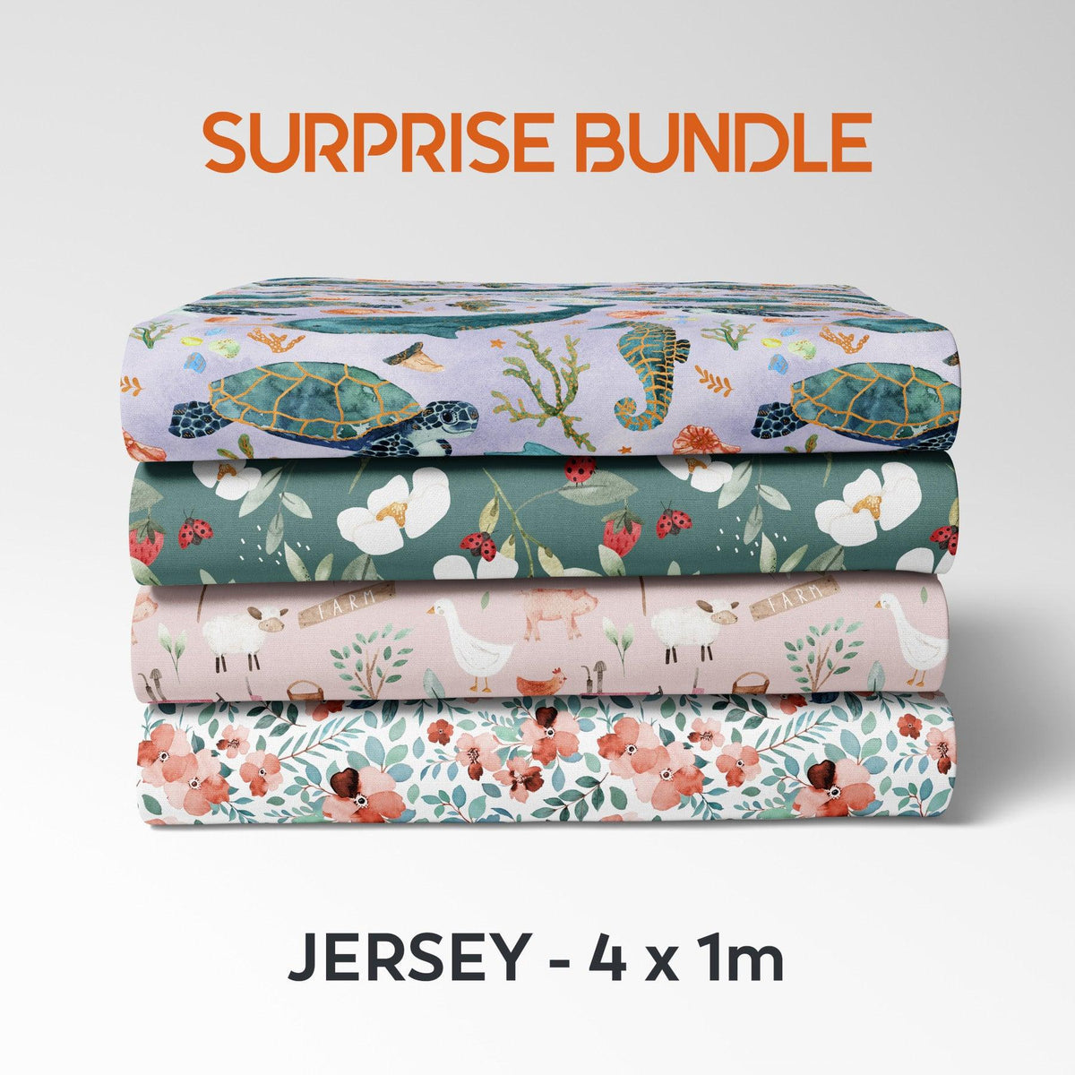 Surprise Fabric Bundle - Cotton Jersey 4 x 1m (Traditionally Girls ...