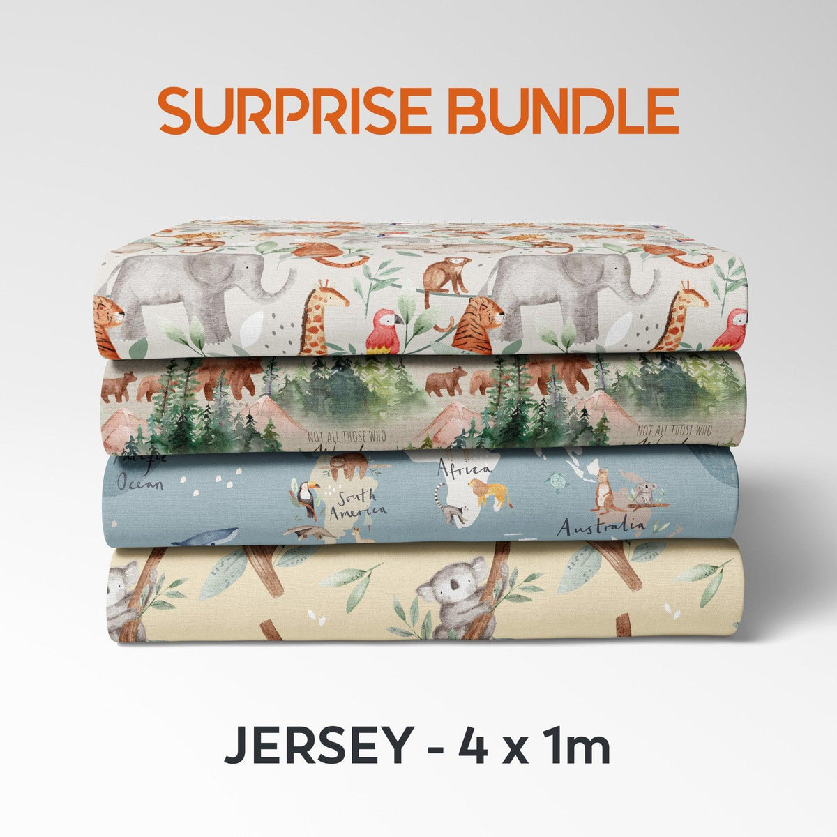 Surprise Fabric Bundle - Cotton Jersey 4 x 1m (Gender Neutral) – Jelly ...