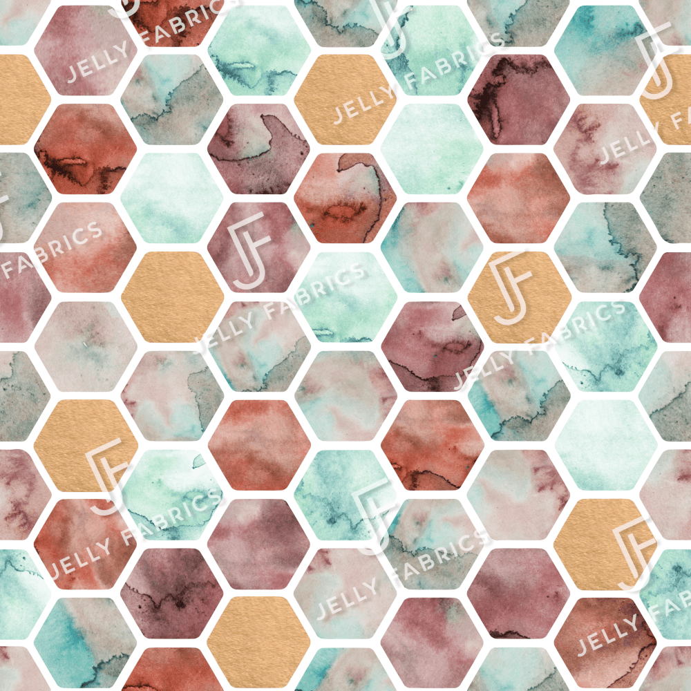Cotton Jersey Fabric - Watercolour Honeycomb in Earth | Jelly Fabrics ...