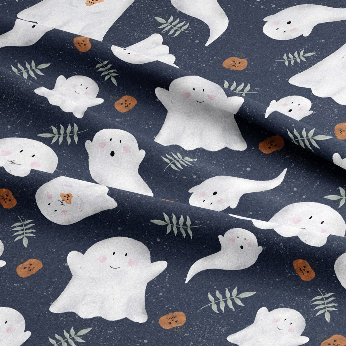 Cotton Jersey Fabric - Ghosts in Dark Blue | Jelly Fabrics – Jelly ...
