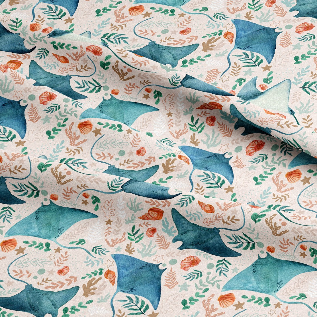 Jersey Fabric - Manta Meadows in Coral | Jelly Fabrics – Jelly Fabrics Ltd