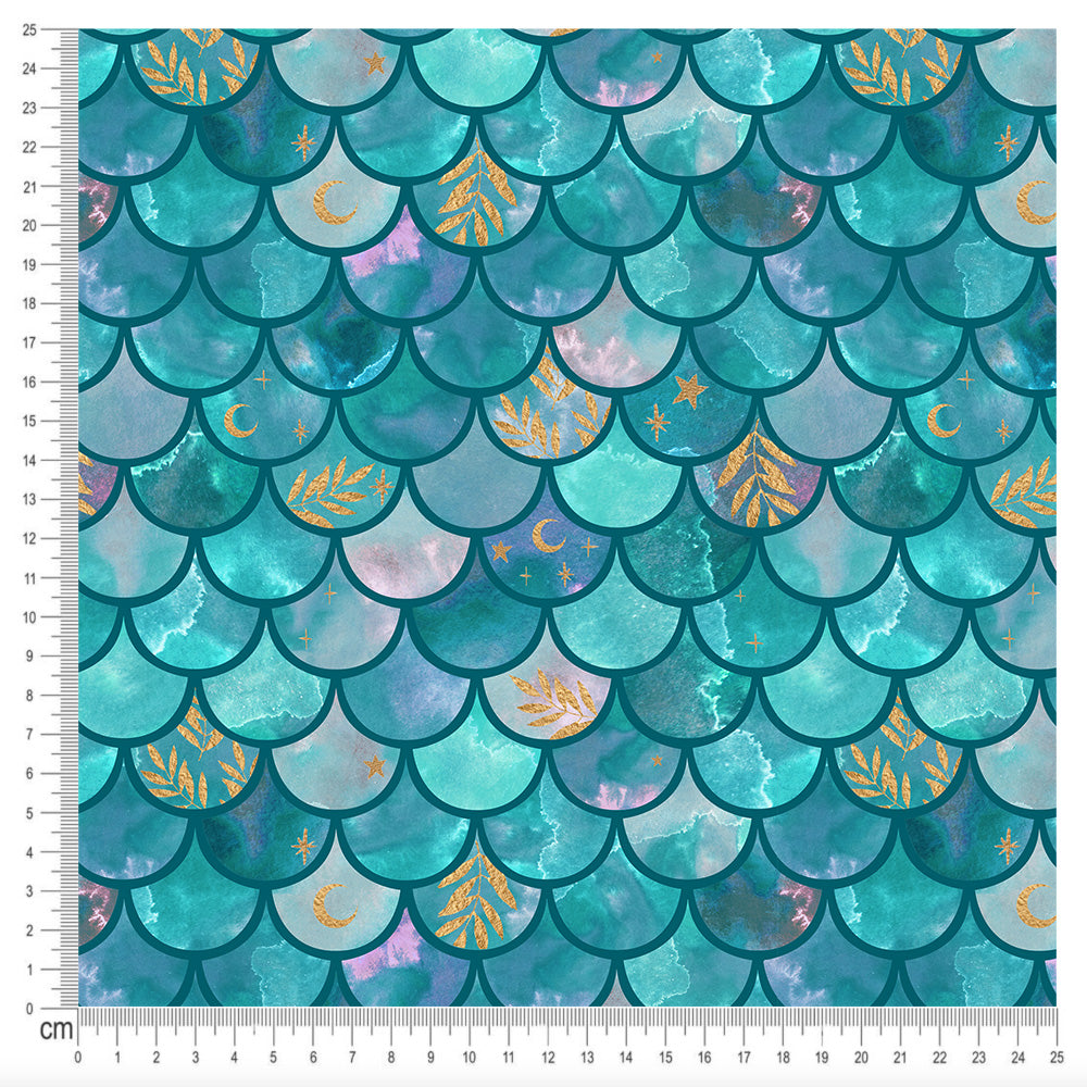 Cotton Jersey Fabric - Mermaid Tail Teal | Jelly Fabrics – Jelly ...